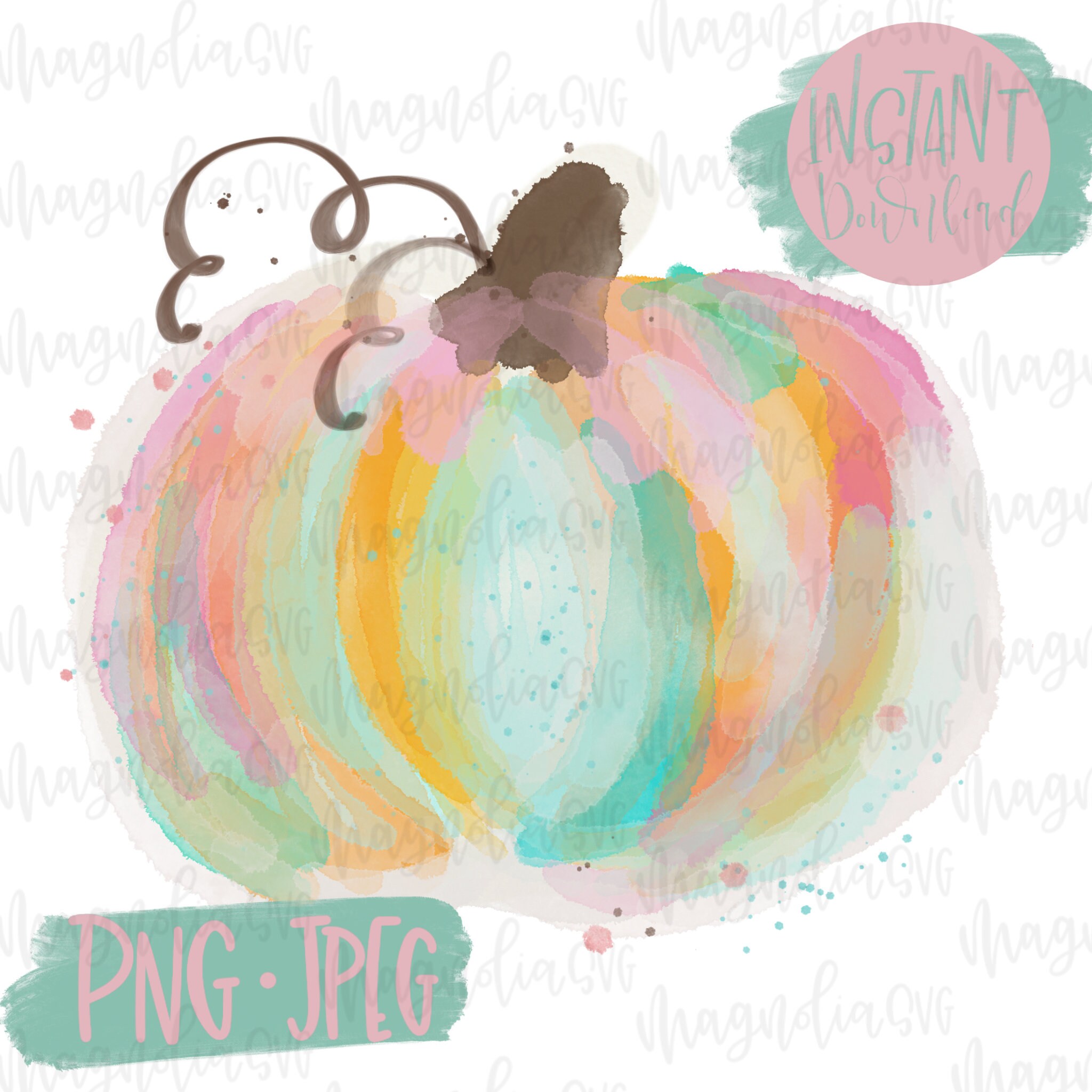 Rainbow Watercolor Pumpkin Graphic File for Sublimation | Etsy