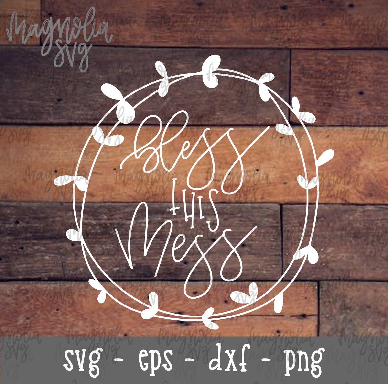 Bless This Mess SVG Bless This Mess Wreath Svg Hand Drawn - Etsy