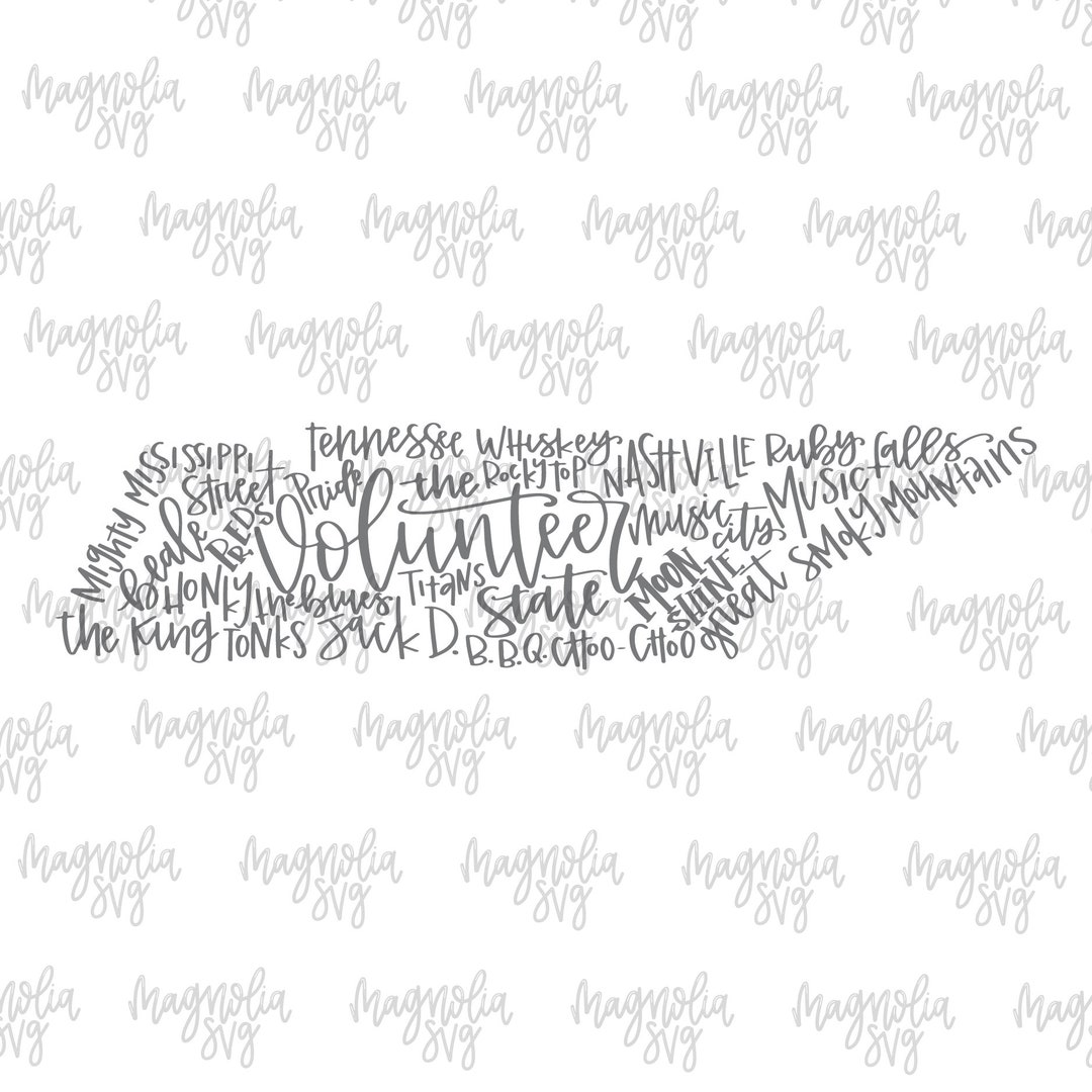Tennessee State SVG, Tennessee Word Art SVG File, Tennessee ...