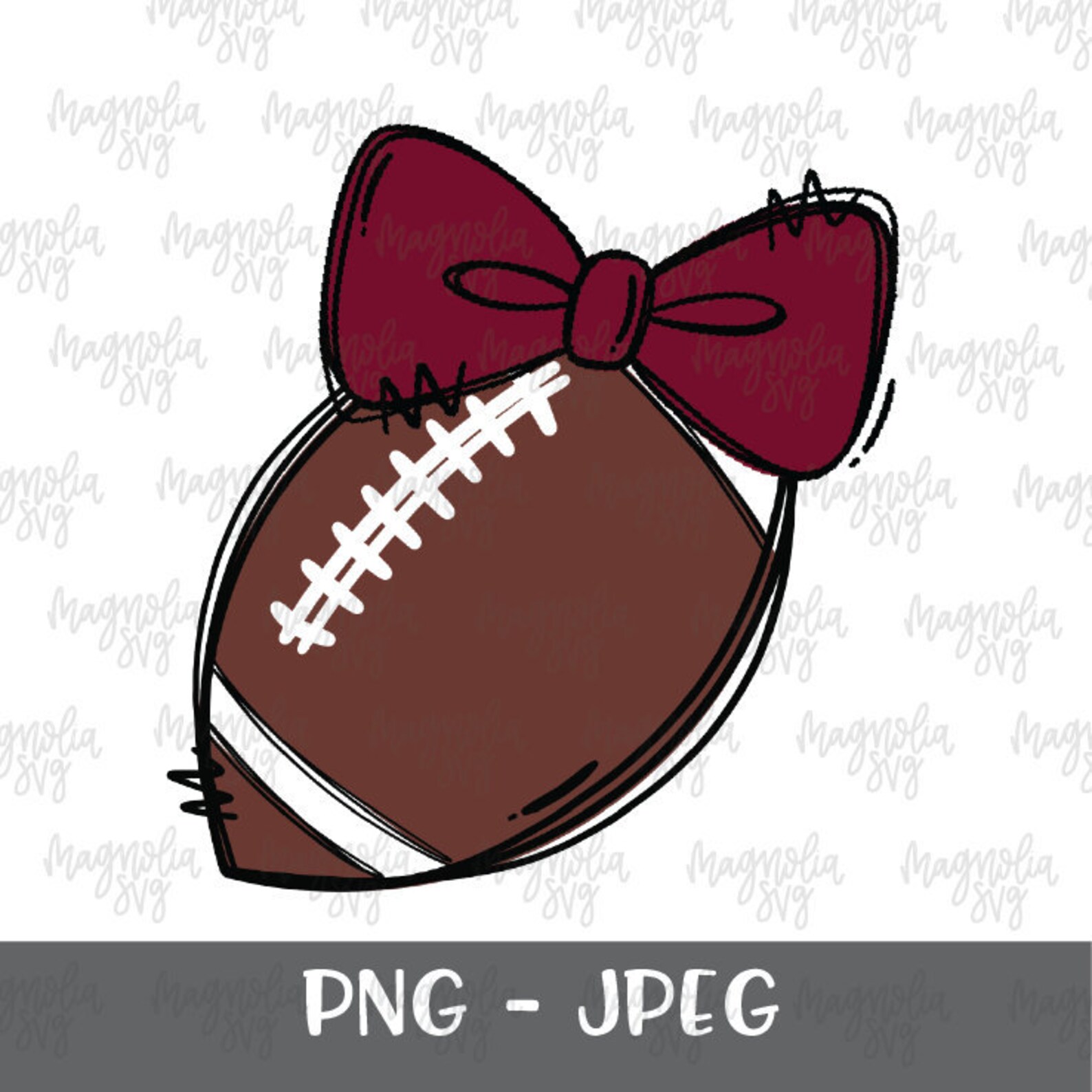 Hand Drawn Football With Bow Football Bundle With Orange | Etsy