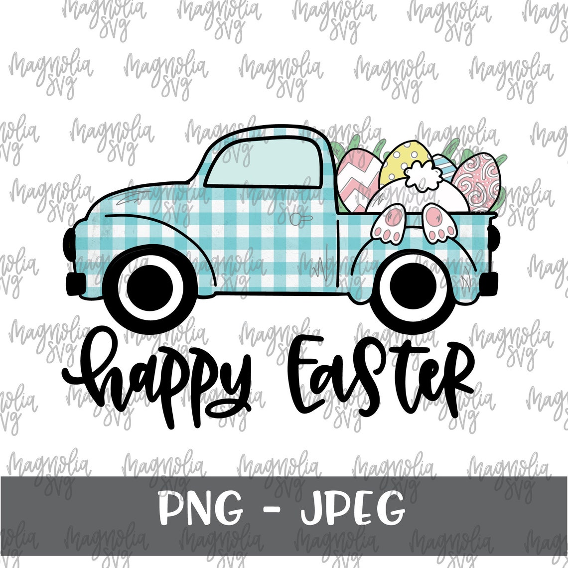 Happy Easter Plaid Truck Graphic Blue Plaid Old Truck Design | Etsy
