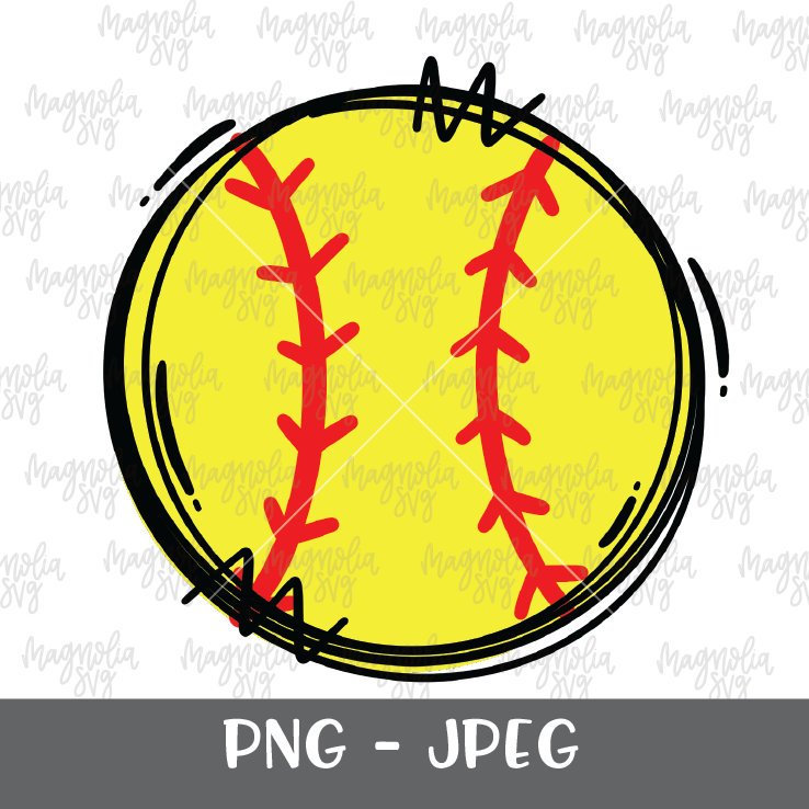 Softball Clip Art Hand Drawn Softball Design Softball - Etsy