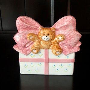 Ceramic Sweet Little Bear, All Wrapped up in A Bow on A Gift, Perfect ...