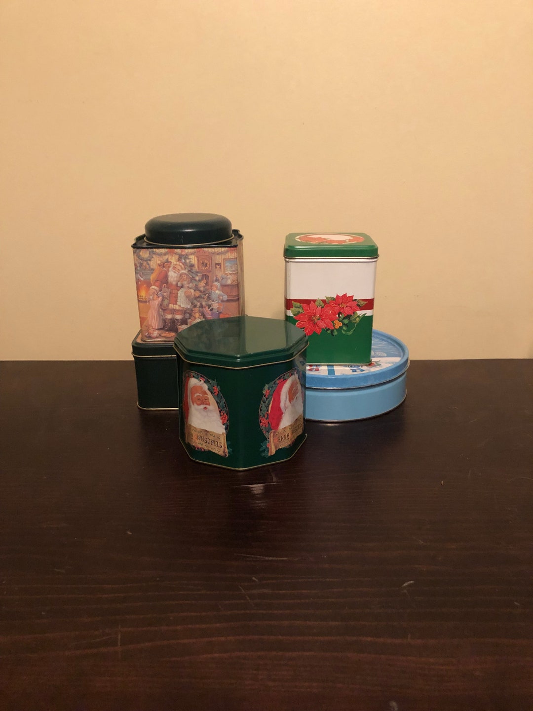 Assorted Vintage Christmas Tins, Holiday Storage, Set of 5 - Etsy