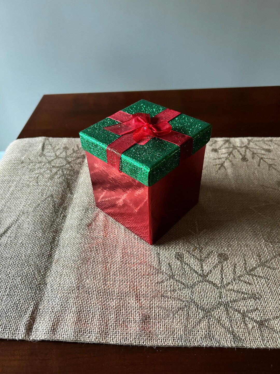Vintage Red and Green Christmas Gift Box, Vintage Gift Box, Red and ...
