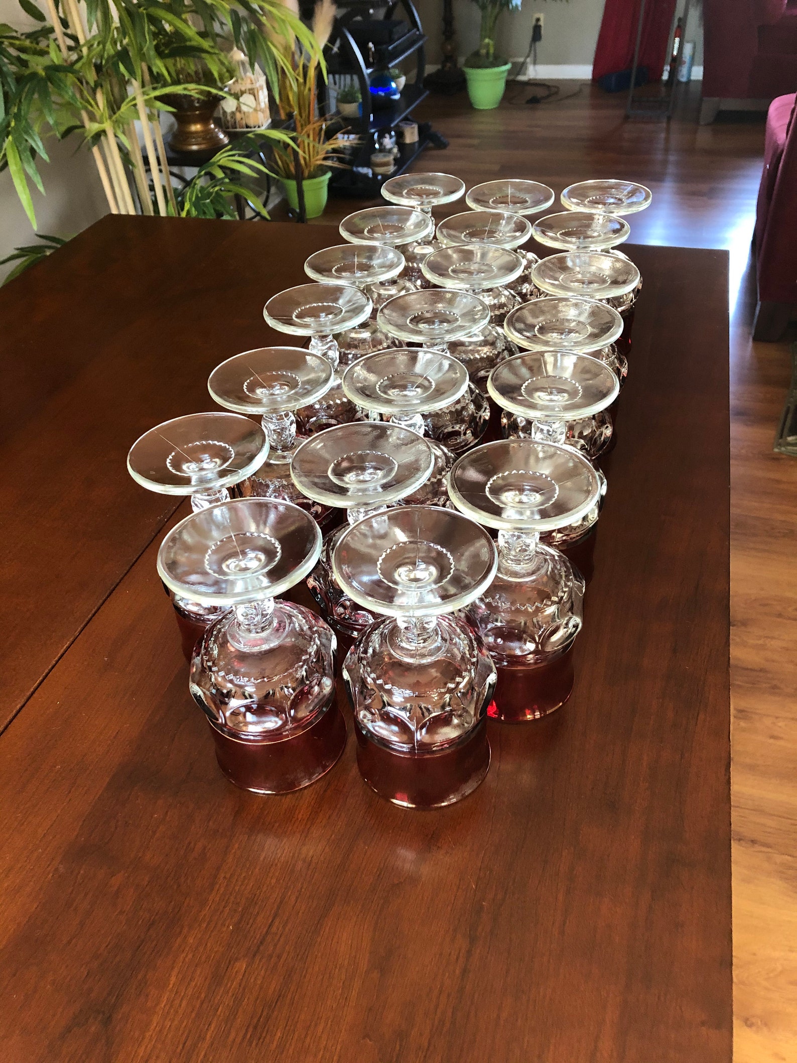 Vintage Ruby Red Kings Crown Thumbprint Goblets, Colony Glass, Set of ...