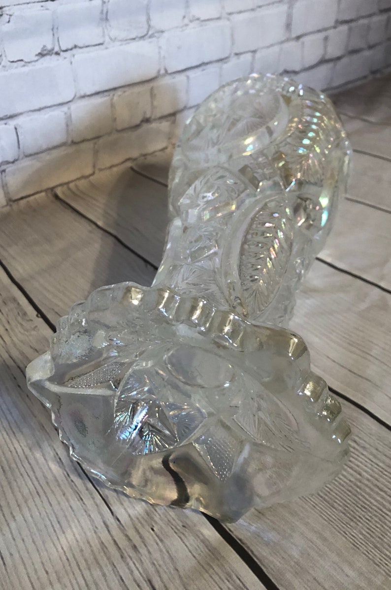 Vintage L.E. Smith Whirling Star Clear Carnival Glass Vase - Etsy Vintage L.E. Smith Whirling Star Clear Carnival Glass Vase - Etsy