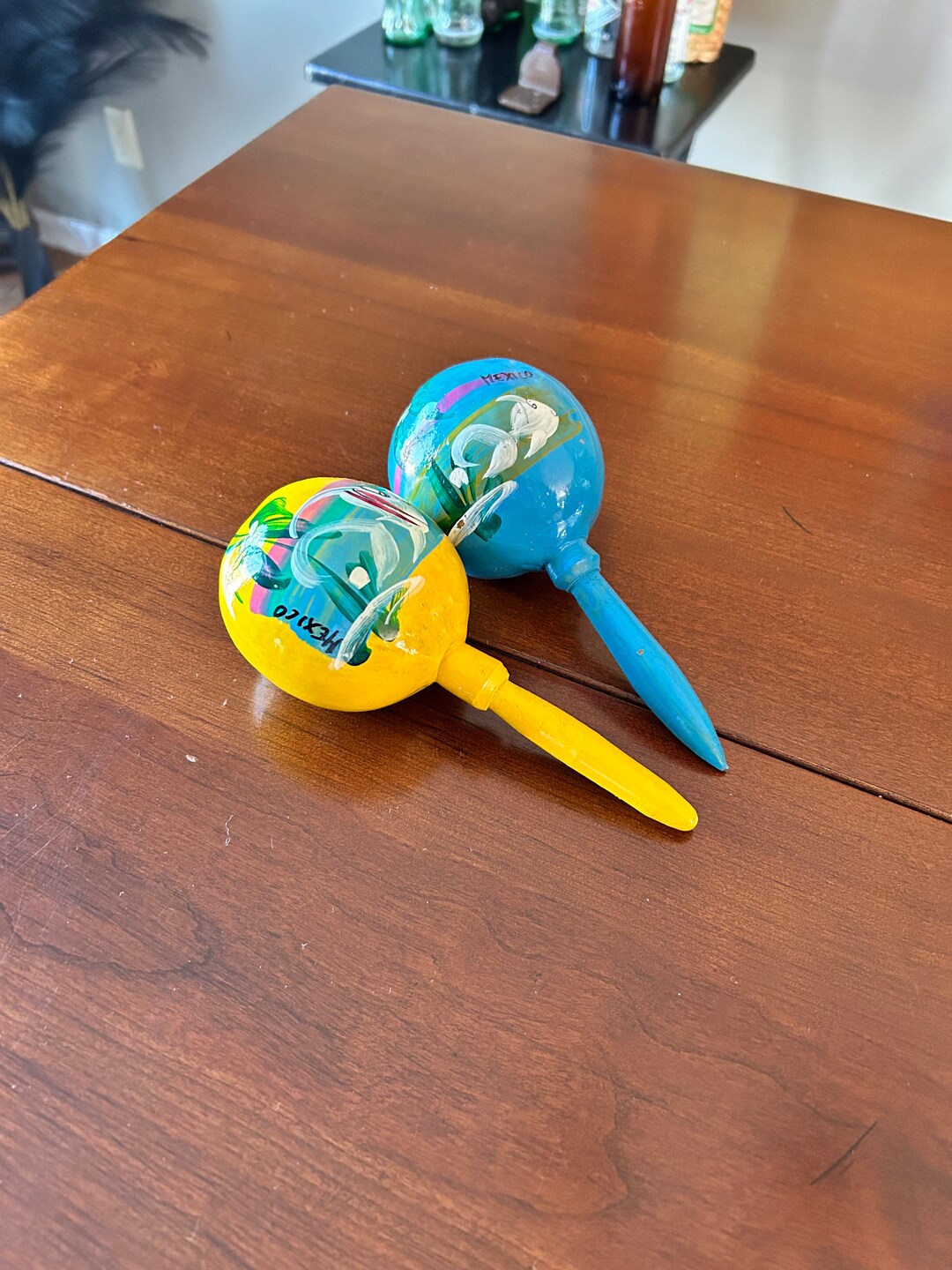 2 Lovely Vintage Hand Painted Maraca's, Vintage Maraca's, Hand Painted ...