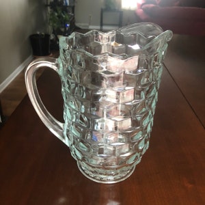 Beautiful Vintage Clear Glass Pitcher With Four Glasses, Pitcher Set ...