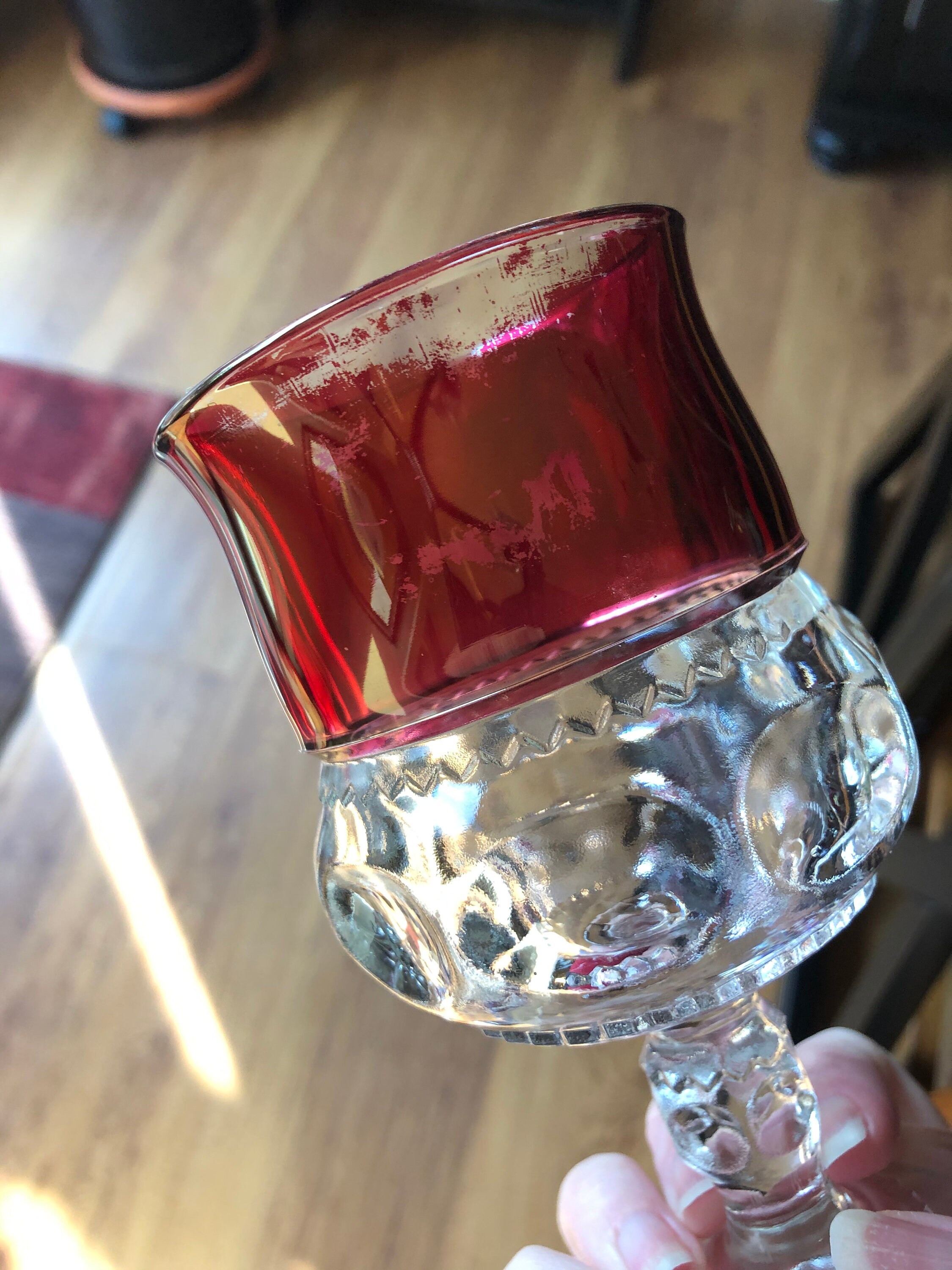 Vintage Ruby Red Kings Crown Thumbprint Goblets, Colony Glass, Set of ...