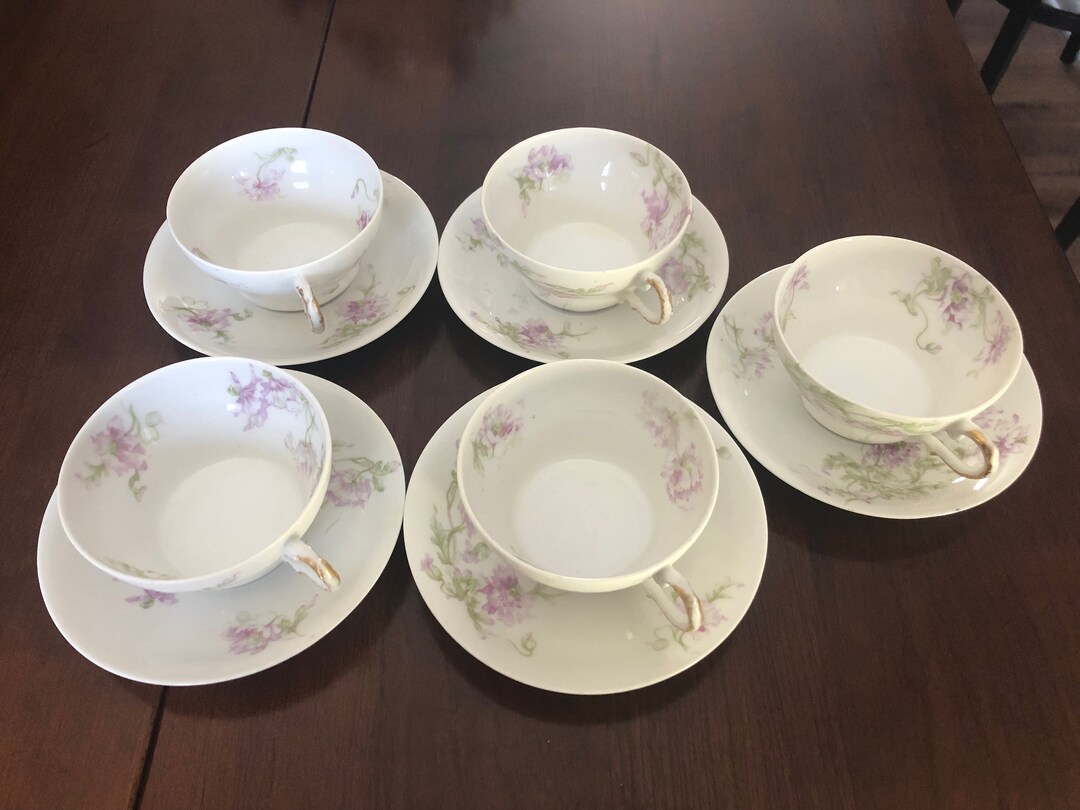 Set of Five Vintage Haviland Limoges, Cups and Saucer Made in France ...