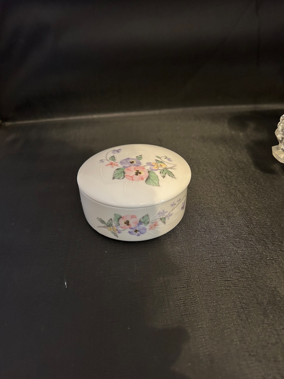 Vintage Hand Painted Porcelain Covered Dish, Porcelain Trinket Box ...