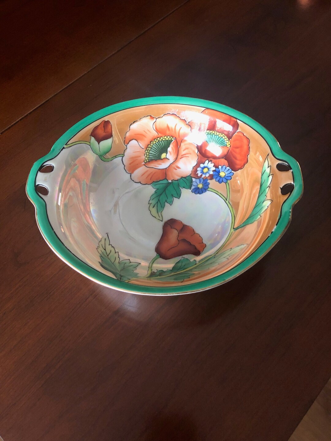 Vintage Lusterware Poppy Flower Bowl, Japanese Lusterware Bowl, Unique ...