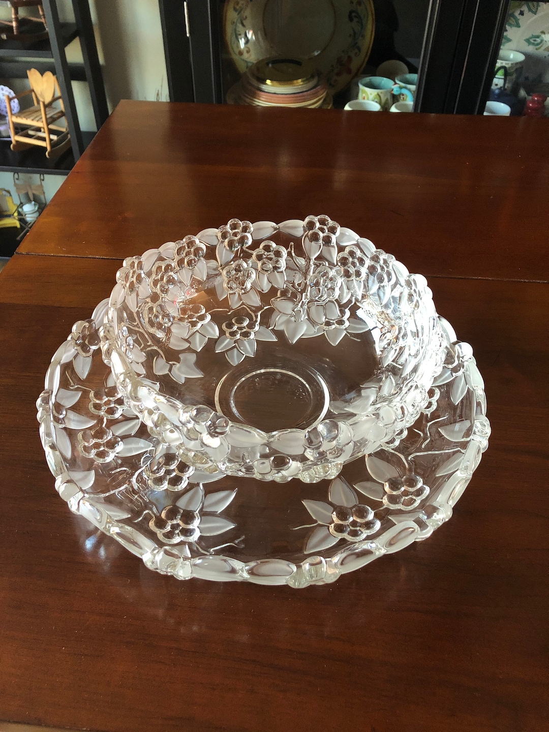 Vintage Crystal Serving Platter and Bowl, Crystal Clear Studios Serving ...