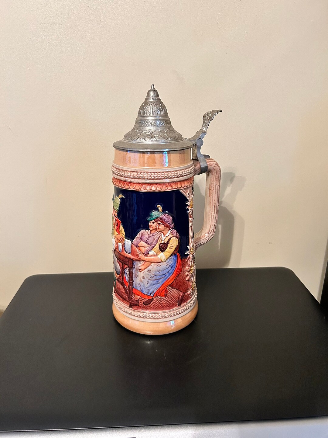 Vintage Large German Made 11" Lidded Stain, Lidded Stein, Vintage Stein ...