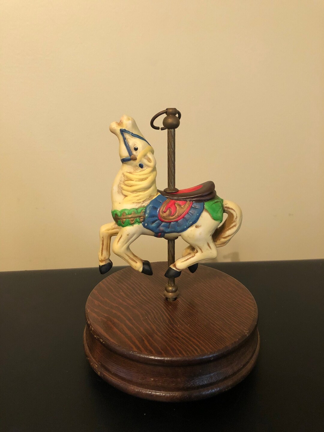 Vintage Horse Music Box Carousel, Rotating Horse Music Box, Horse Music ...