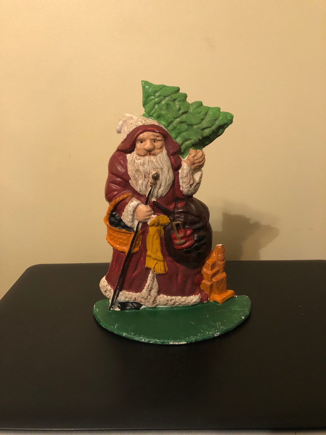 A Very Old Cast Iron Santa, Vintage Santa, Metal Santa, Old World Santa ...
