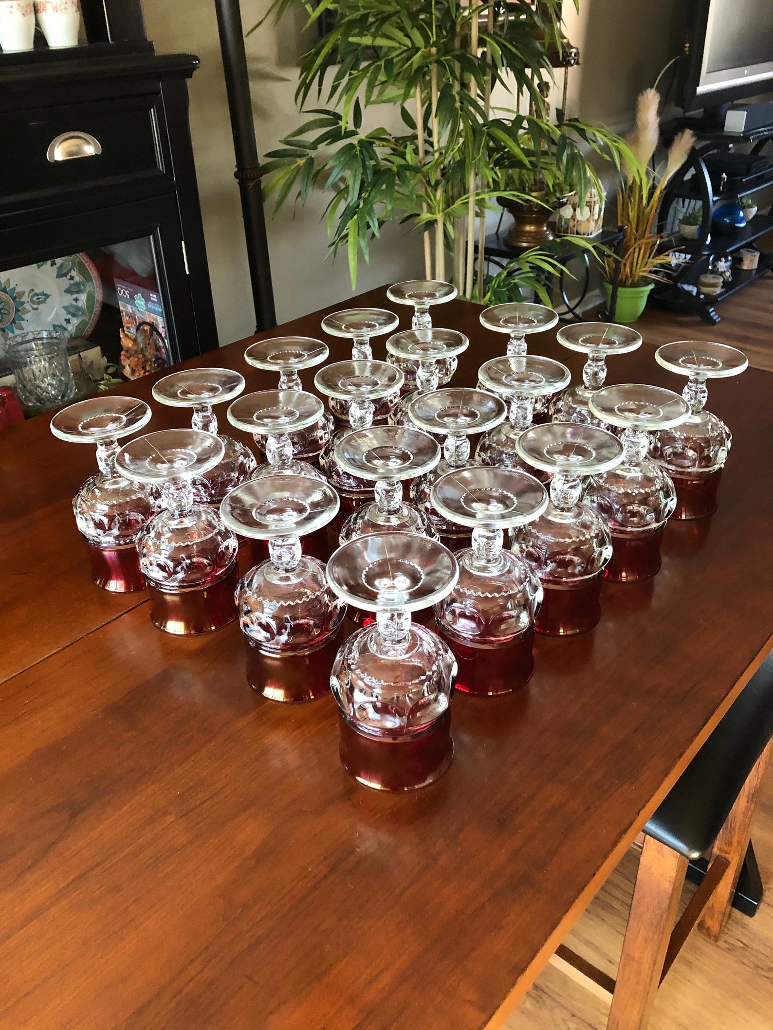 Vintage Ruby Red Kings Crown Thumbprint Goblets, Colony Glass, Set of ...