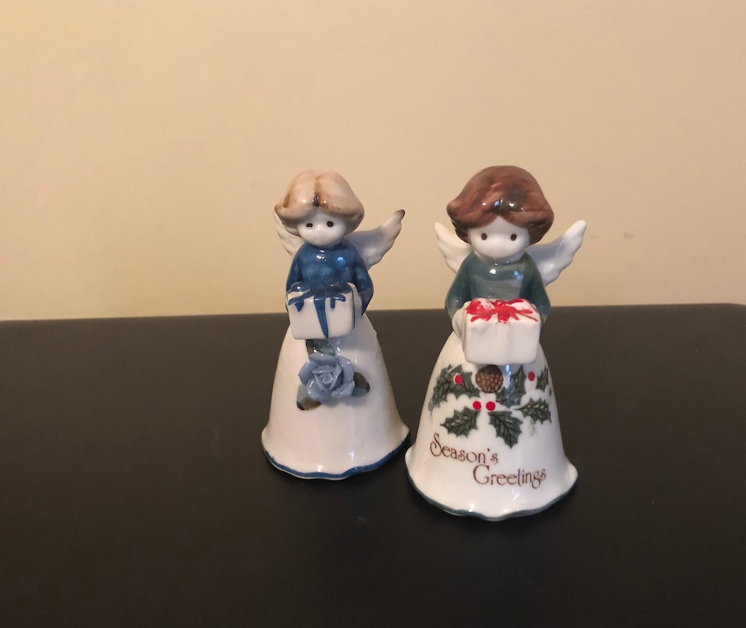 Two (2) Pretty Little Angel Bells, Season's Greeting Christmas Bell's ...