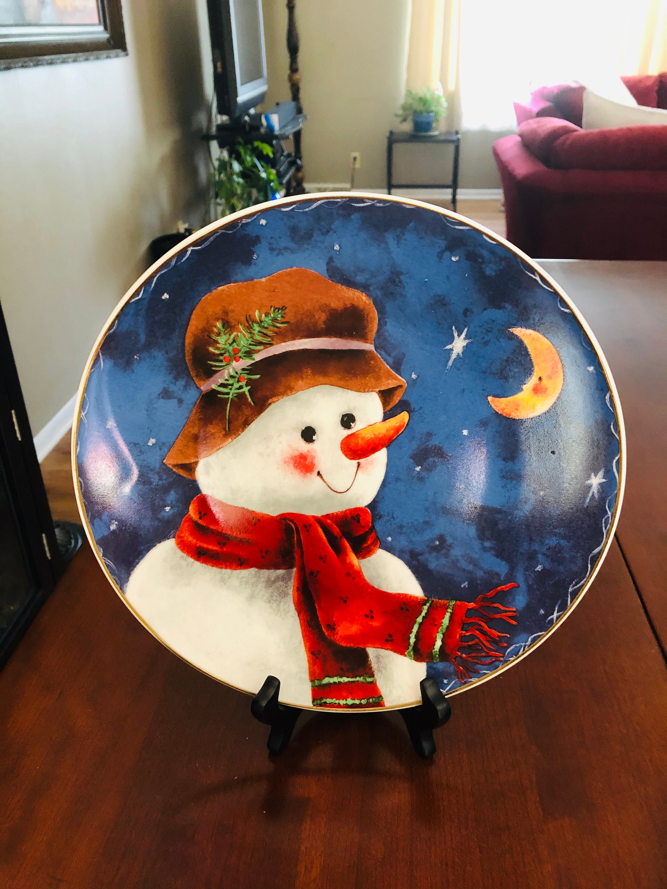 2 Vintage Eliane Thompson Platter Snowman Platter Cookie - Etsy