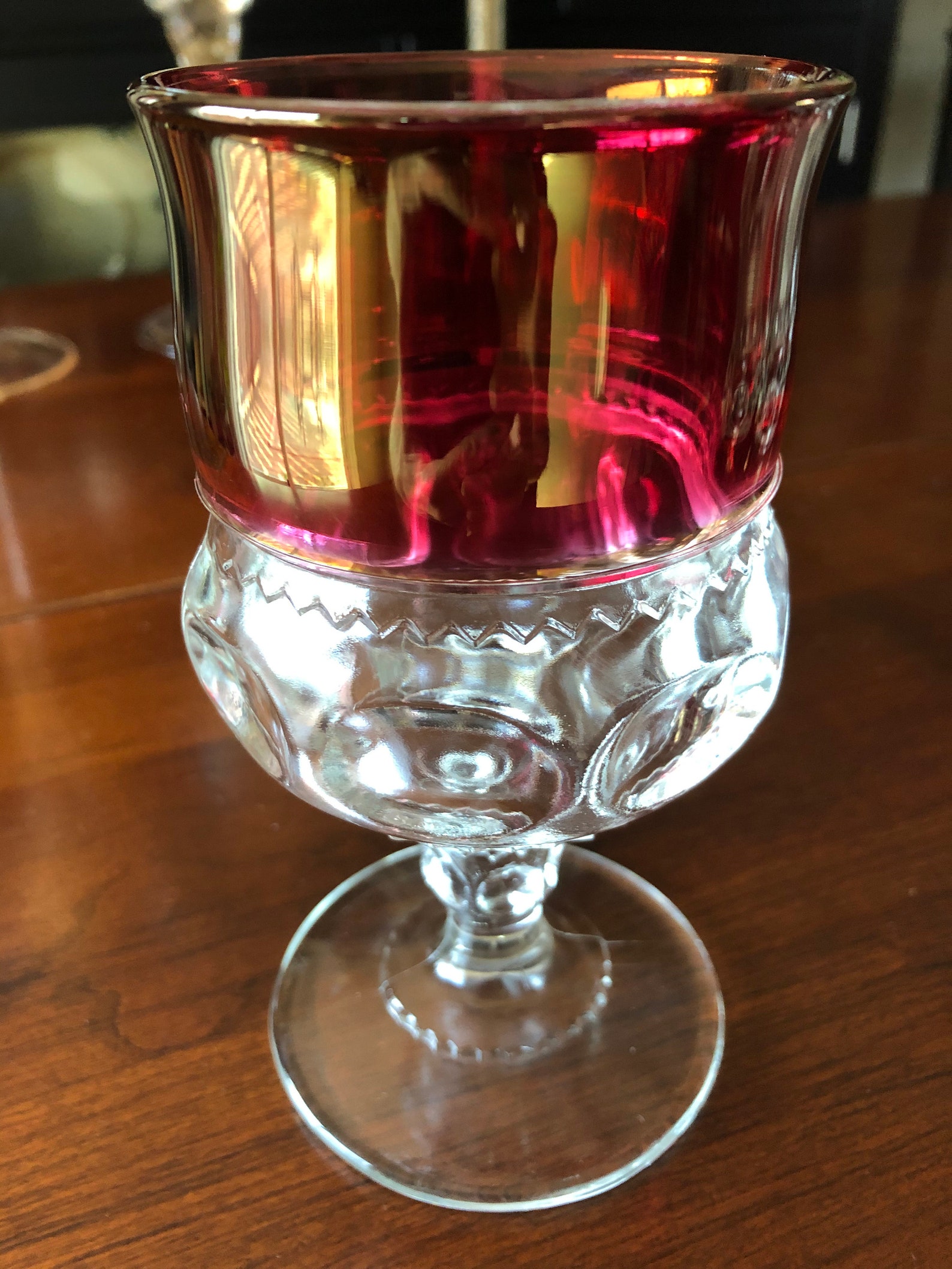 Vintage Ruby Red Kings Crown Thumbprint Goblets, Colony Glass, Set of ...