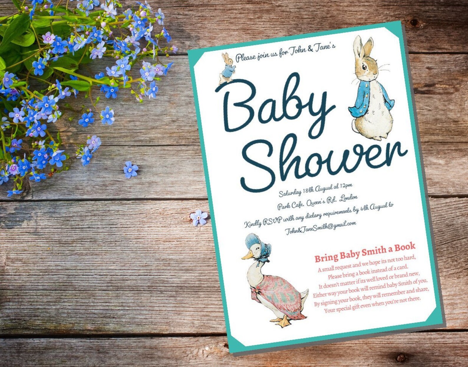 Beatrix Potter Baby Shower Invitation Personalised | Etsy