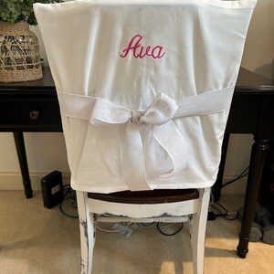 Desk Chair Covers/white Monogrammed Single Initial Chair Back Cover ...