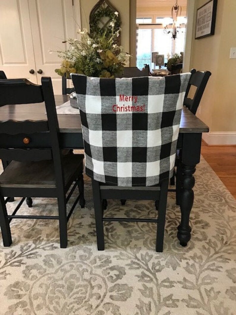 Buffalo Check Chair Cover/monogram Check Chair Back Cover/christmas ...