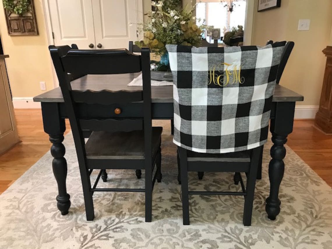 Black and White Buffalo Check Chair Cover/monogram Check Chair - Etsy