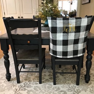 Black and White Buffalo Check Chair Cover/monogram Check Chair Back ...