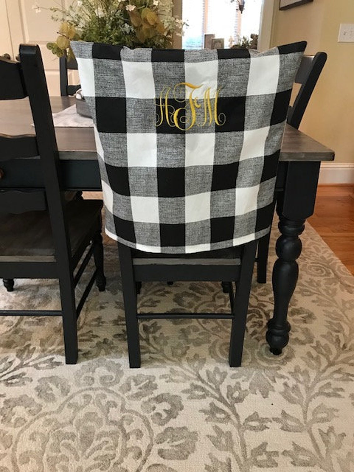 Black and White Buffalo Check Chair Cover/monogram Check Chair - Etsy