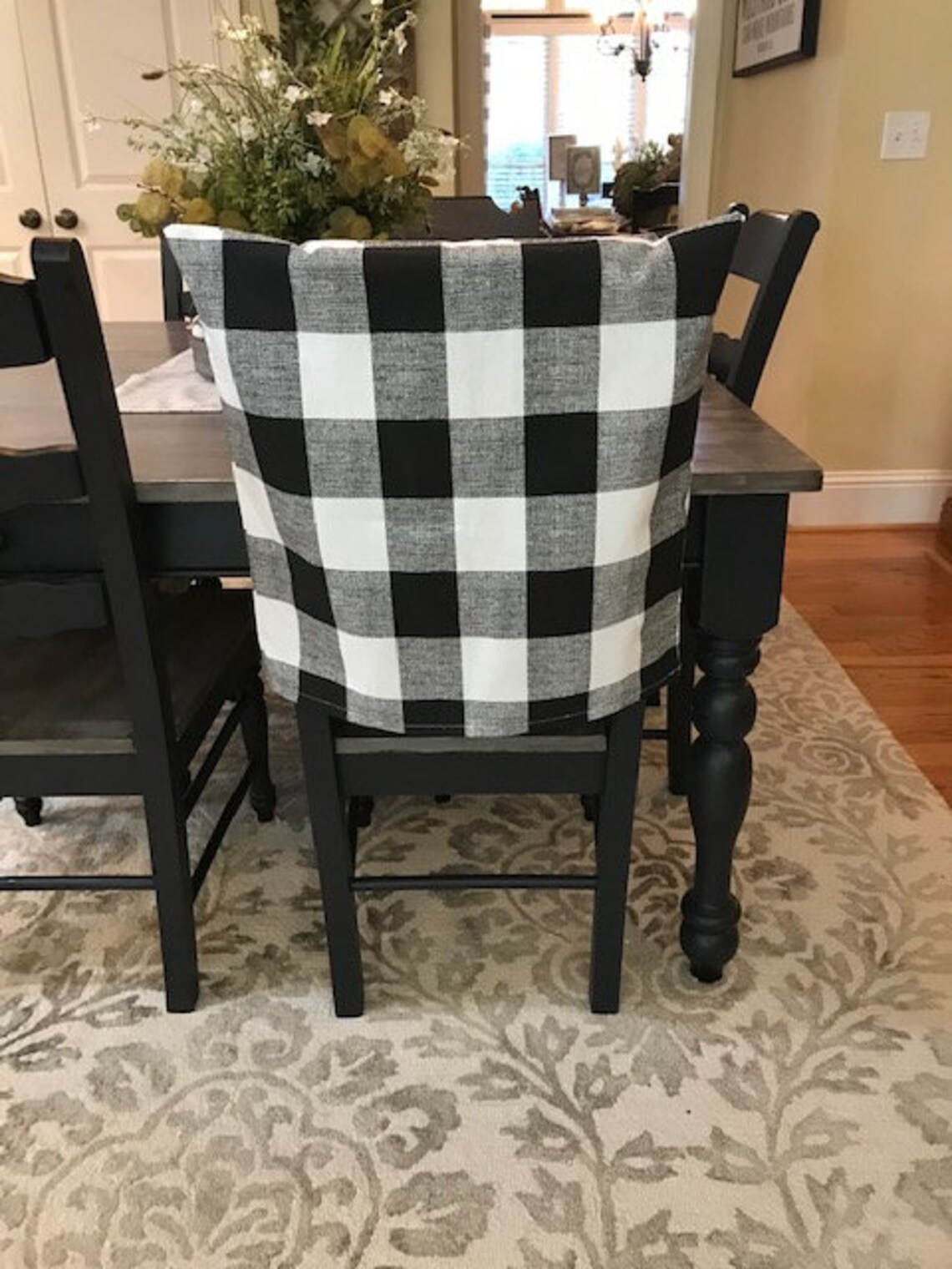 Black and White Buffalo Check Chair Cover/monogram Check Chair - Etsy
