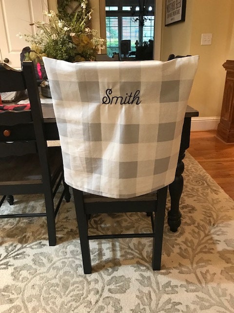 Gray and White Buffalo Check Chair Cover/monogram Check Chair - Etsy ...