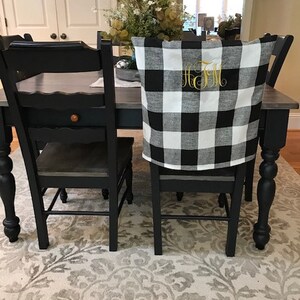 Black and White Buffalo Check Chair Cover/monogram Check Chair Back ...