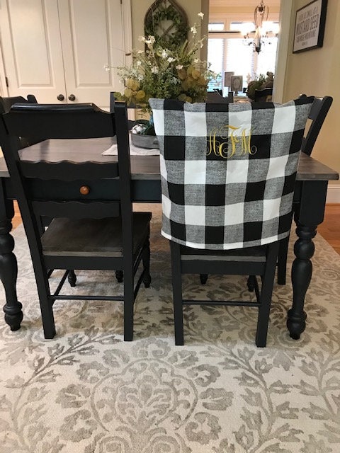 Black and White Buffalo Check Chair Cover/monogram Check Chair - Etsy