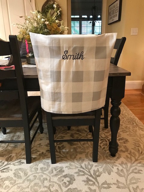 Gray and White Buffalo Check Chair Cover/monogram Check Chair | Etsy