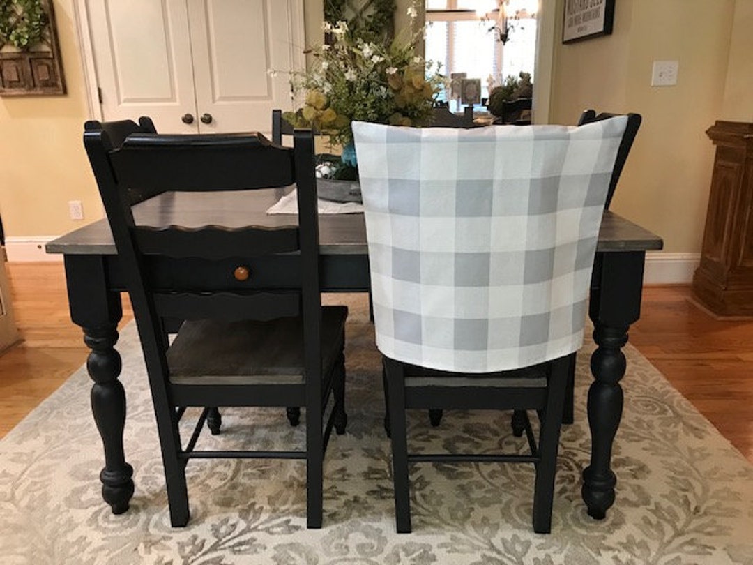 Gray and White Buffalo Check Chair Cover/monogram Check Chair Back ...