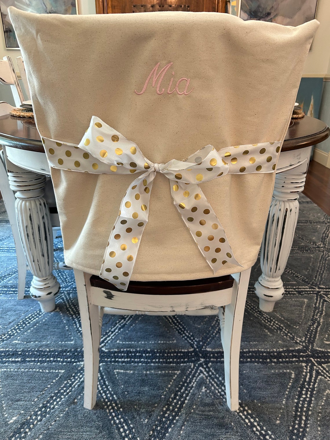 Cream Monogrammed Chair Back Cover, Dorm Room Decor - Etsy