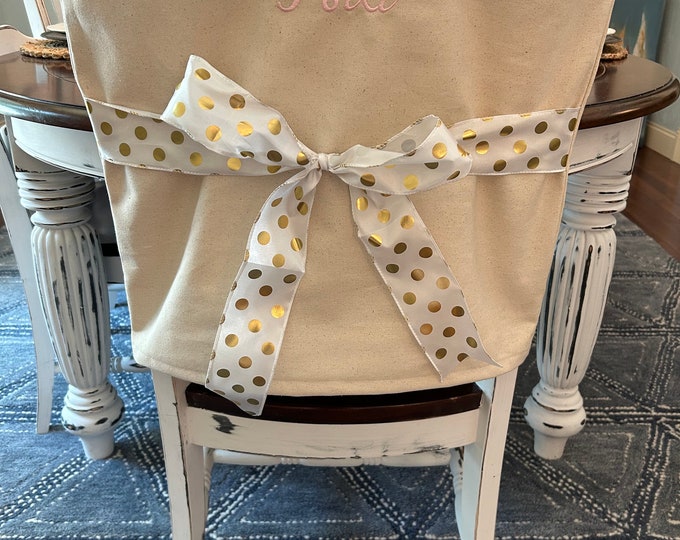 Desk Chair Covers/cream Monogrammed Dorm Chair Back Cover ...