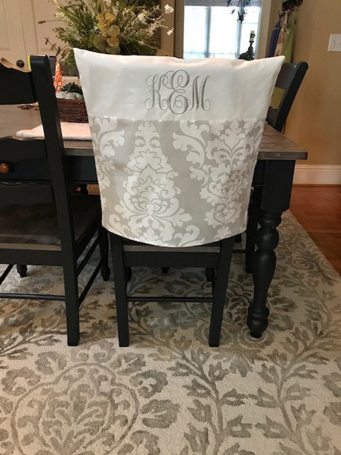 French Gray Dining/kitchen Chair Cover/monogram Chair Cover/custom ...