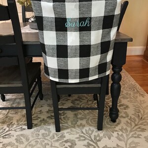 Black and White Buffalo Check Chair Cover/monogram Check Chair Back ...