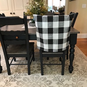 Black and White Buffalo Check Chair Cover/monogram Check Chair Back ...