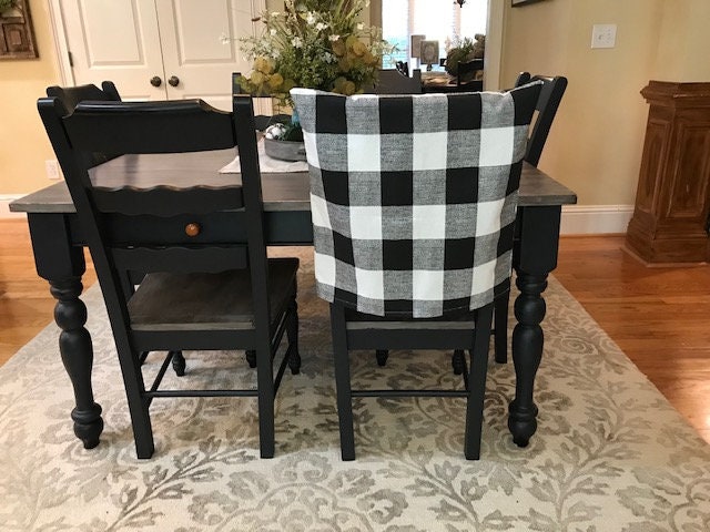 Black and white Buffalo check chair cover/Monogram check chair | Etsy