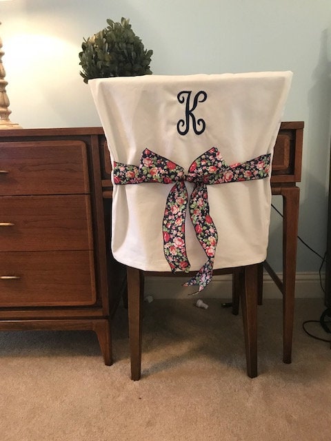 Monogrammed Single Initial Dorm Chair Back Cover / Dorm Desk - Etsy
