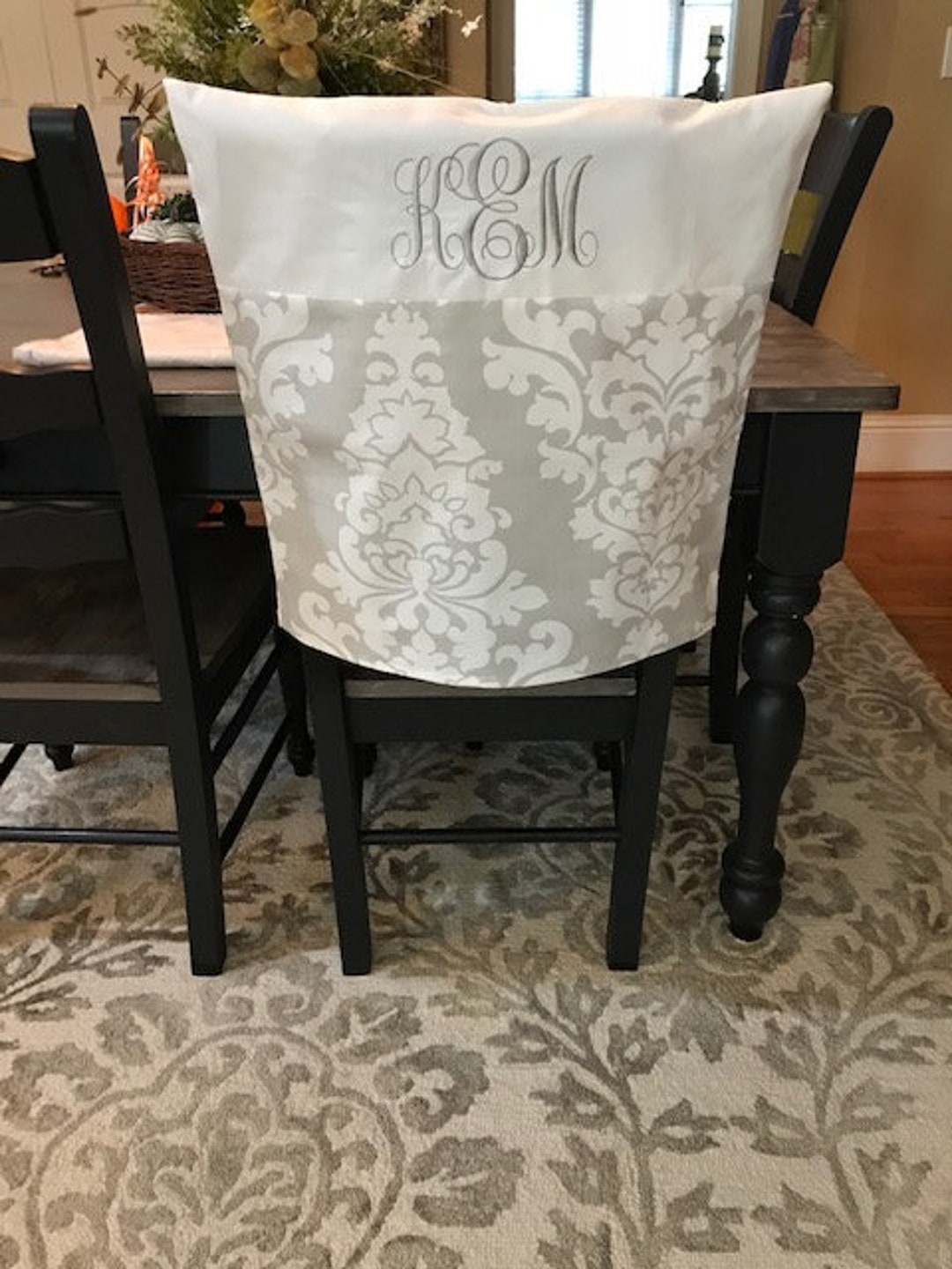 French Gray Dining/kitchen Chair Cover/monogram Chair Cover/custom ...