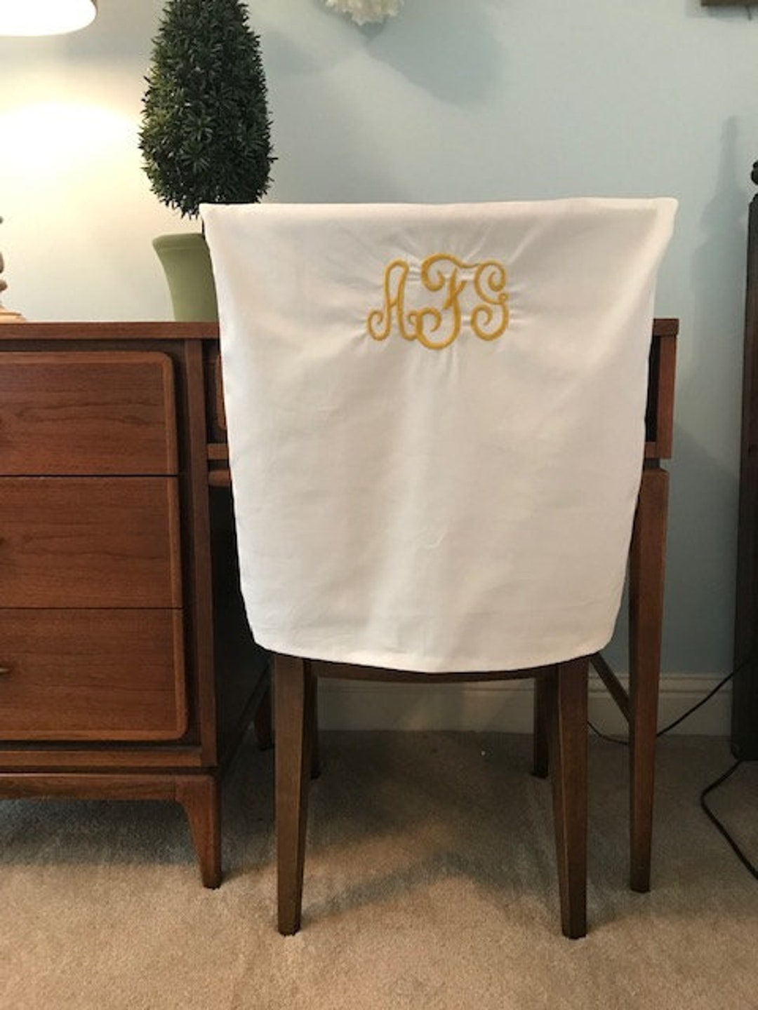 Monogrammed Dorm Chair Back Cover WITHOUT Bow/personalized Chair Cover ...
