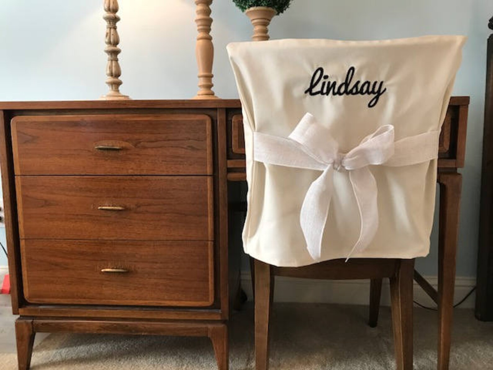 Monogrammed Dorm Chair Cover With Cursive Font Graduation - Etsy