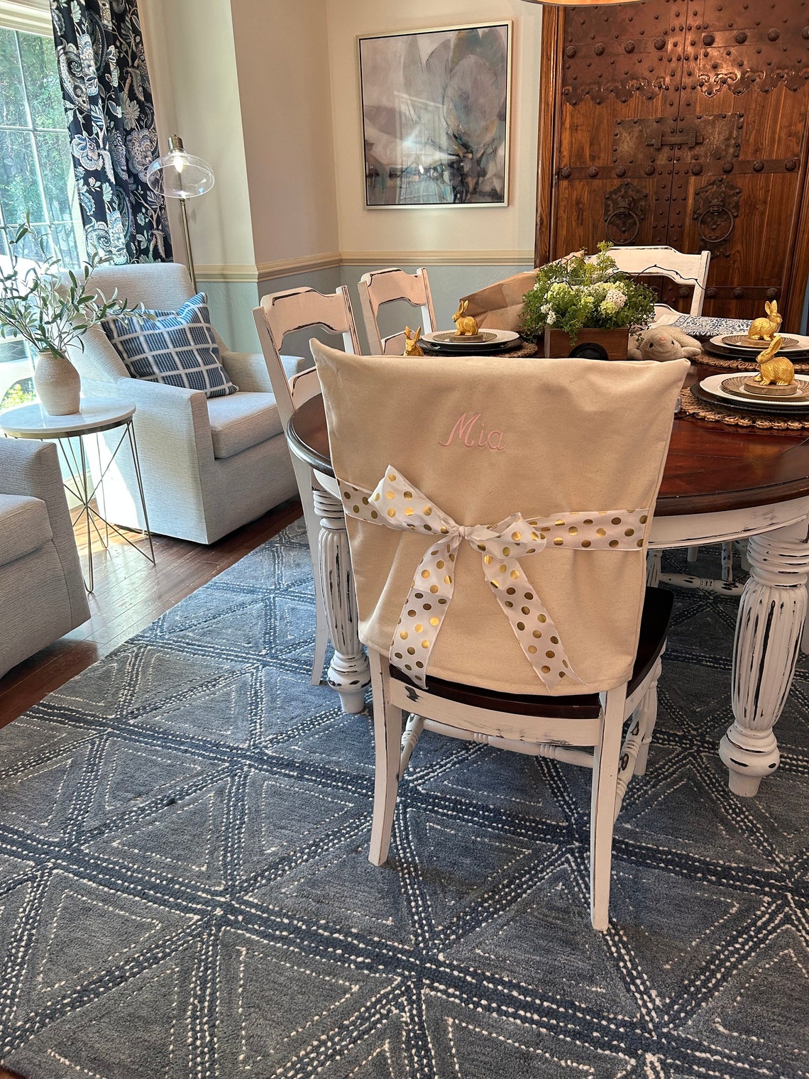 Cream Monogrammed Chair Back Cover, Dorm Room Decor - Etsy