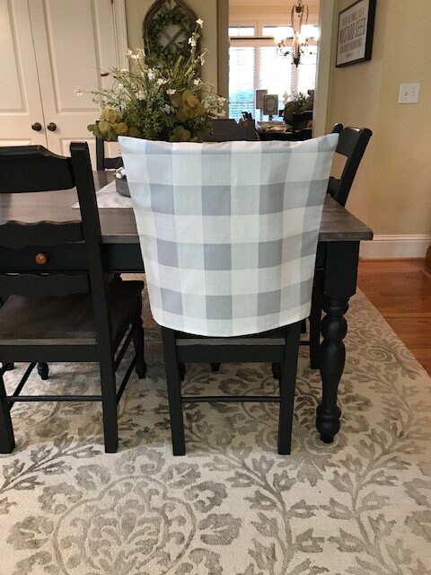 Gray and White Buffalo Check Chair Cover/monogram Check Chair | Etsy