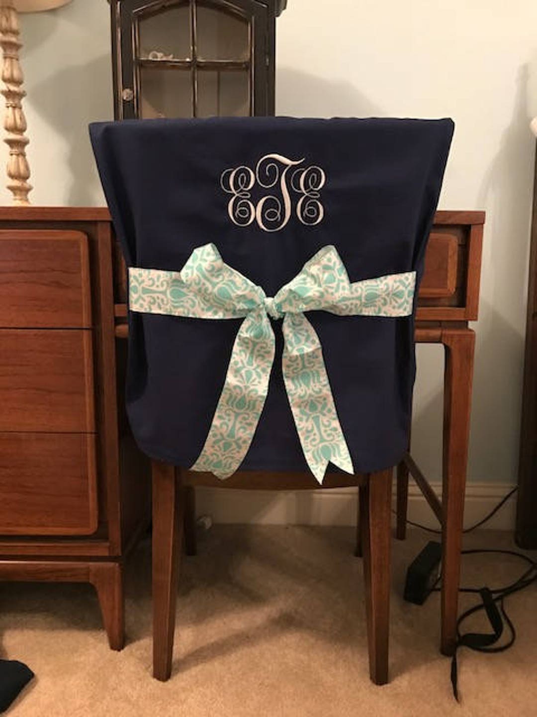 Desk Chair Covers/navy Monogrammed Dorm Chair Back Cover /personalized ...